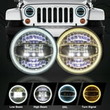 Sunpie 7" LED Headlights Halo White DRL & Amber Turn Signal + 4" Fog ...