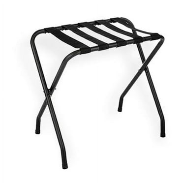 Household Essentials Luggage Rack, Black Frame with Khaki Straps ...