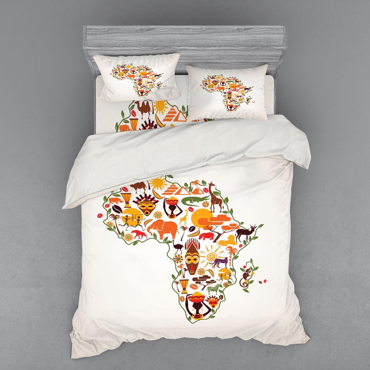 Ambesonne African Bedding Set 4 Pcs, Travel Map Arts, Queen, Multicolor ...