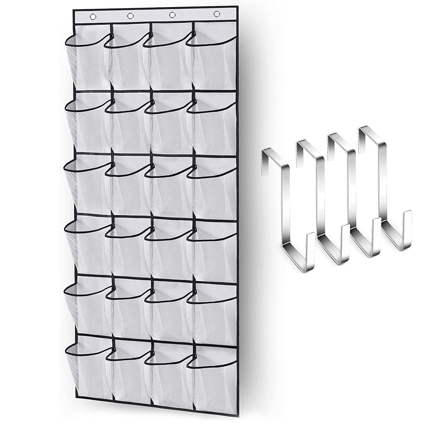 YOLETO Over The Door Shoe Organizer 24 Mesh Pockets Hanging Shoe Rack ...