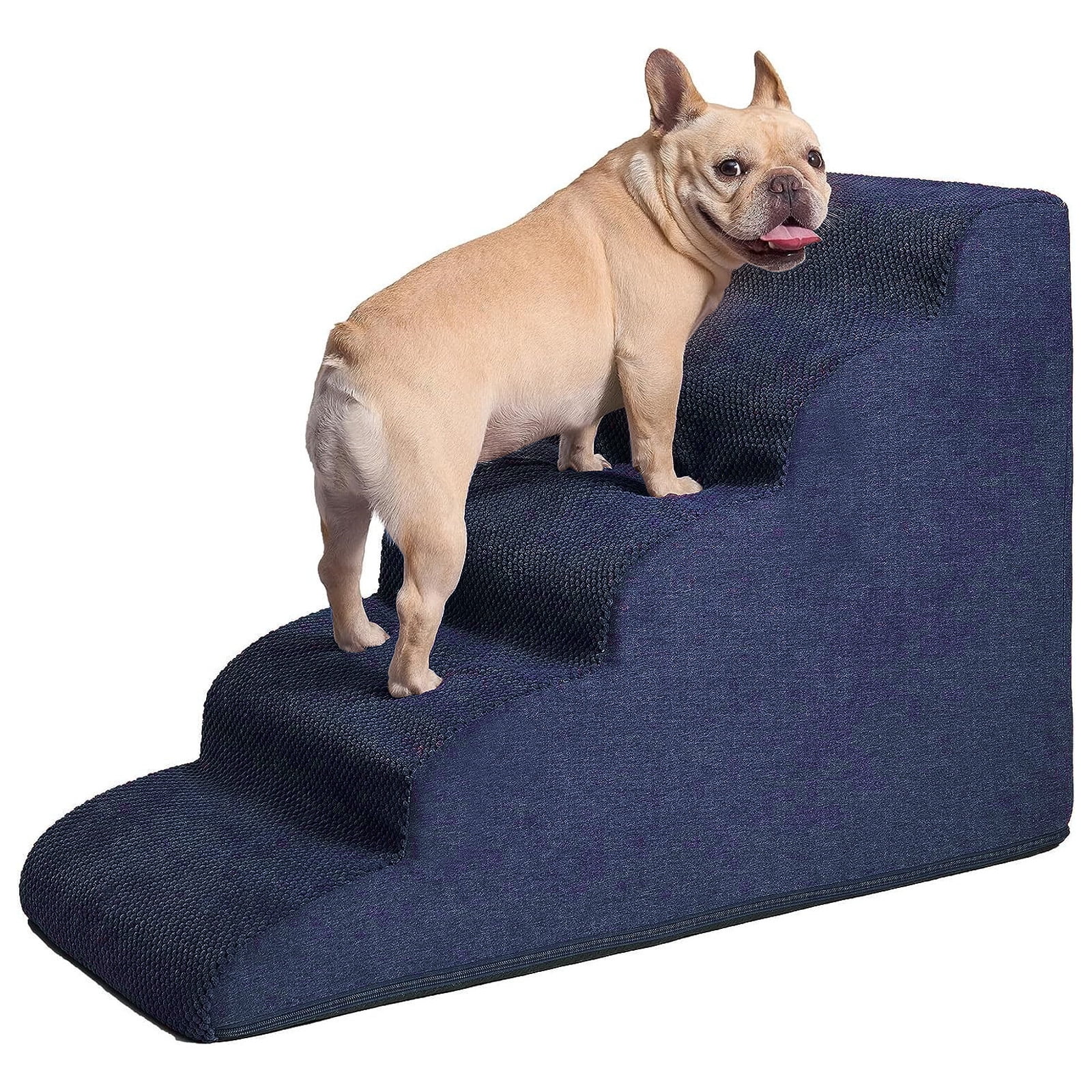 Mistaha Pet Stairs For Small Dogs Cats  5 Steps Removable Washable Anti-Slip Puppy Ladder  Help Pets Climb Onto Bed Or Sofa  Blue 33*15.7*22.6inches
