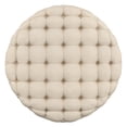 Weston Home Bowman Linen Round Button Tufted Ottoman with Casters ...