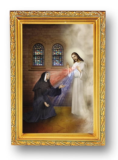 St. Faustina with Divine Mercy Picture Framed Wall Art Decor Small ...
