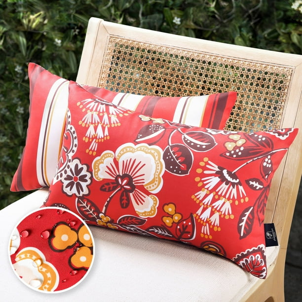 Phantoscope Outdoor Waterproof Floral Printed Decorative Throw Pillow ...