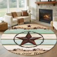 5ft Round Rug Western Texas Star Green Area Rugs for Living Room ...