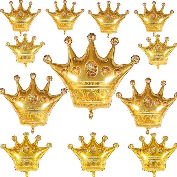12 Pieces Gold Crown Balloons Aluminum Foil Helium Balloons, Aluminum ...