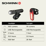 Schwinn USB Rechargeable Light Set, 500 Lumens, Black - Walmart.com