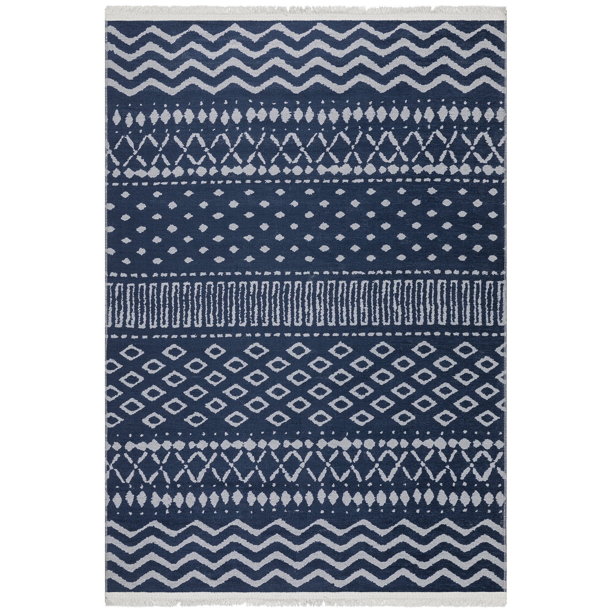 Ottomanson Machine Washable Cotton 4x6 Flatweave Area Rug for Living ...
