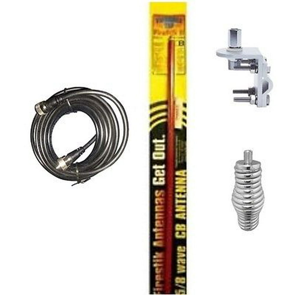 NEW FIRESTIK 2 FS5 R 5FT RED CB ANTENNA,DS 18FT RG58 COAX, MOUNT,BARREL ...