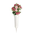 Cemetery Artificial Pink & White Mixed Rose Bouquet with Vase Set, Two ...