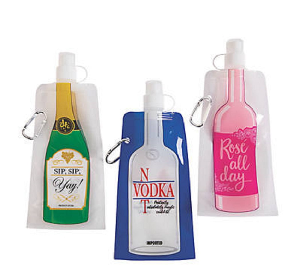Lot of 3 Travel Drink Pouches Vodka Wine Champagne With Carabiner Clip ...