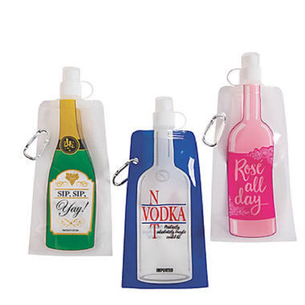 Lot of 3 Travel Drink Pouches Vodka Wine Champagne With Carabiner Clip ...