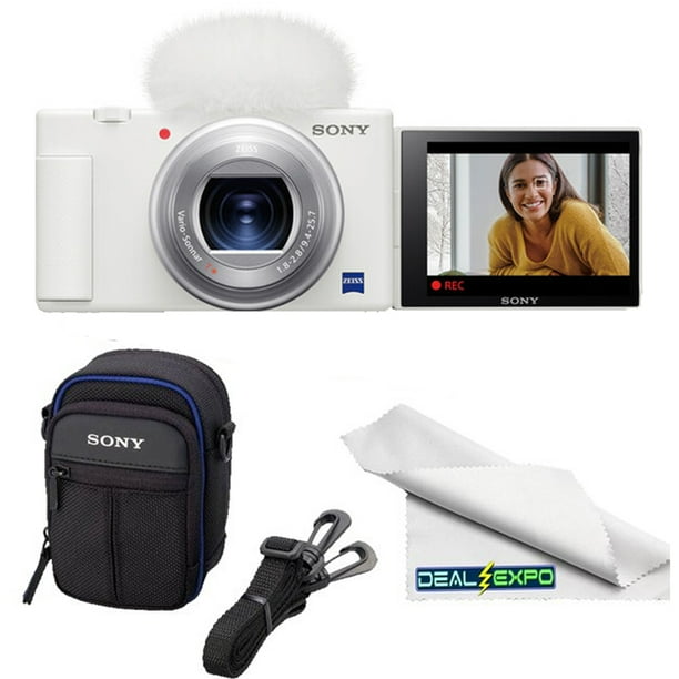 Sony ZV-1 Compact Digital Vlogging 4K Camera (White) for Content Creators & Vloggers + Sony LCS ...