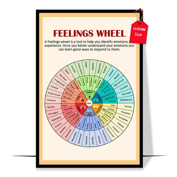 LOLUIS Feelings Wheel Poster, Feelings Emotion Poster, Mental Health ...
