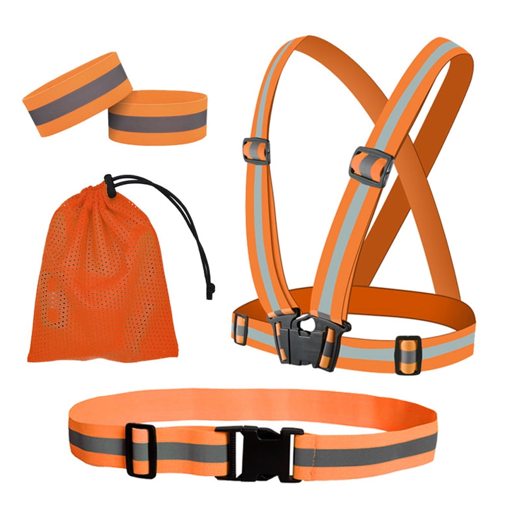 Chaleco reflectante, cinturón reflectante con 2 brazaletes reflectores ...