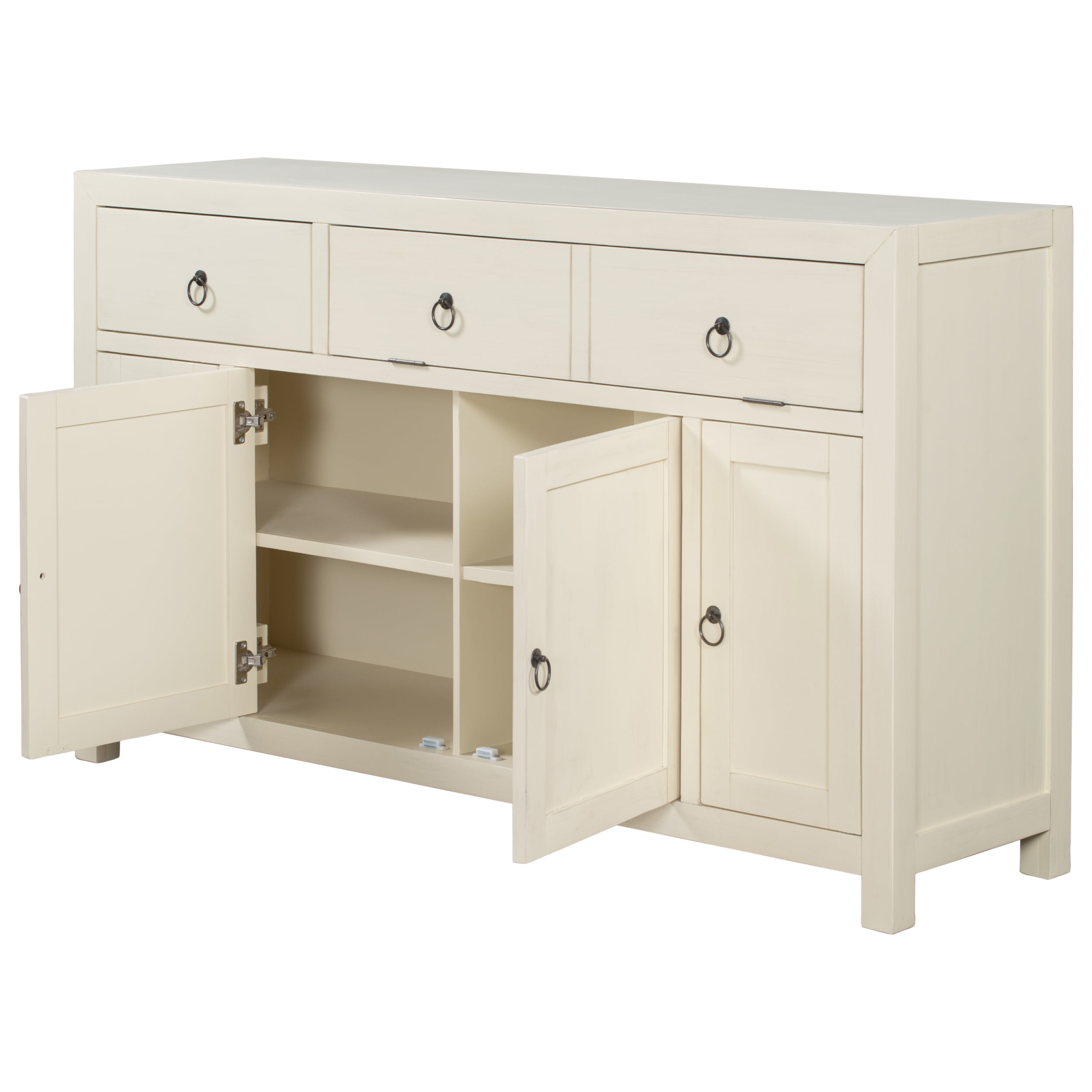 Buy Long Wood Storage Cabinet with Drawers and Shelves, Sideboard Table ...