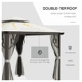 10x10 Patio Gazebo Double Roof Outdoor Canopy Cream White w/ Curtains ...