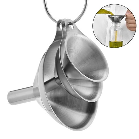 Stainless Steel Funnel 3 Pieces Mini Oil Wine Integrated Funnel Liquid ...