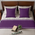 Bed Runner for Cal King Size Bed, Pure Dark Purple 3 Pcs Bedding Runner ...
