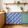 Navy Blue Plaid Cabinet Curtains for Kitchen 11"W x 13"L, Navy Blue ...