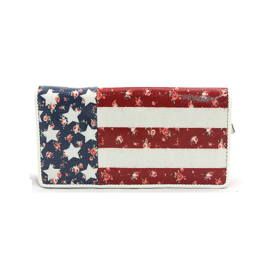 American Flag Wallet Floral Pattern, Canvas, Zipper, Patriotic, Fourth ...