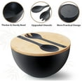 Extra Large Salad Bowl with Wooden Lid & Servers, Oversized Bamboo ...