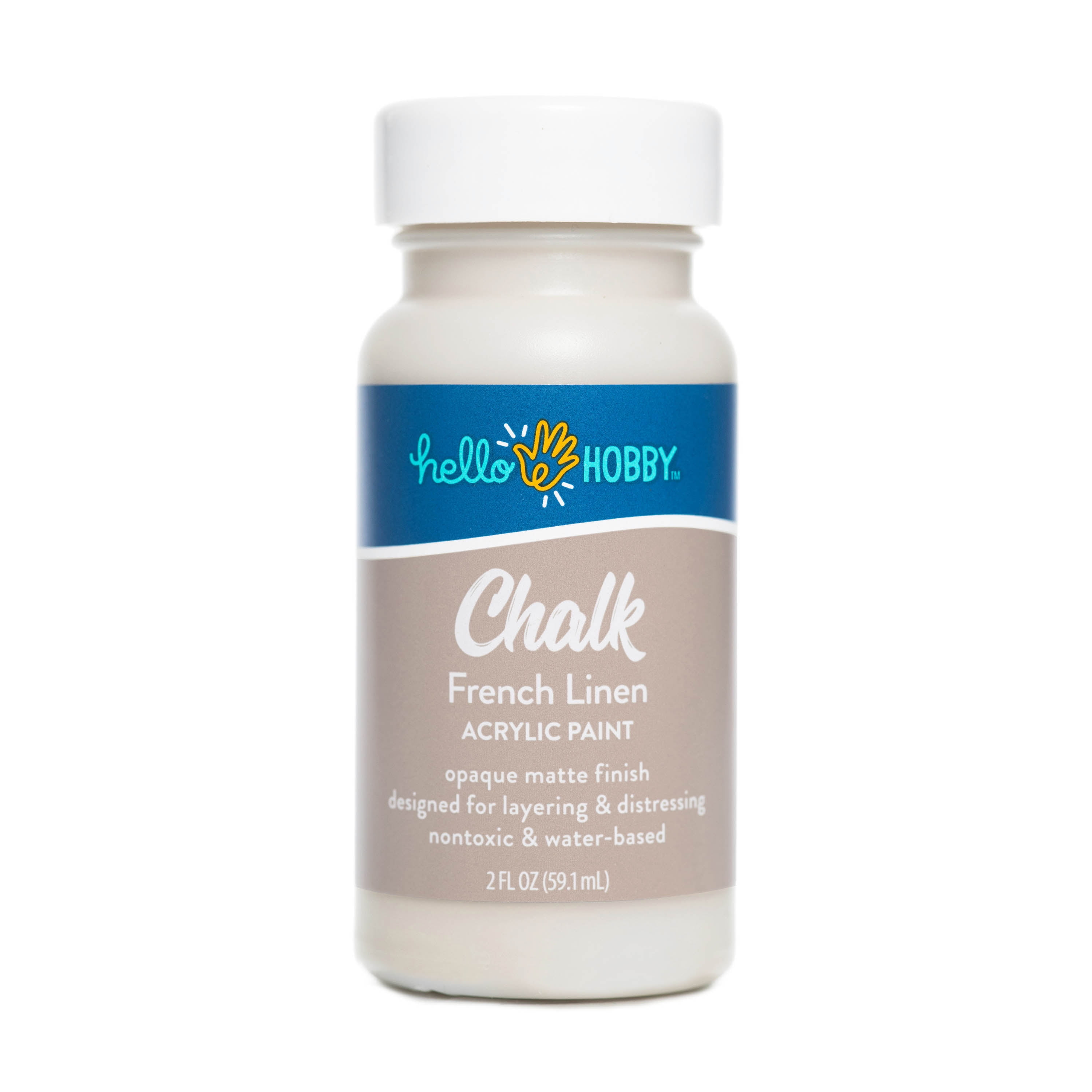 Hello Hobby Chalk Acrylic Paint, Ultra Matte, French Linen, 2 fl oz ...
