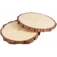 10 Piece 7-8 Inch Natural Wood Slices with Bark, Unfinished Large Round ...