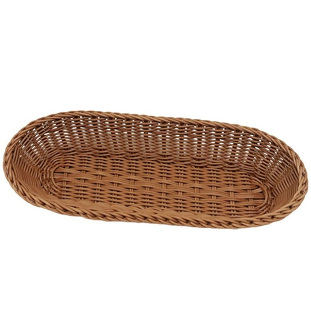 AMERTEER Bread Basket Plastic Long Woven Tabletop Food Serving Basket ...