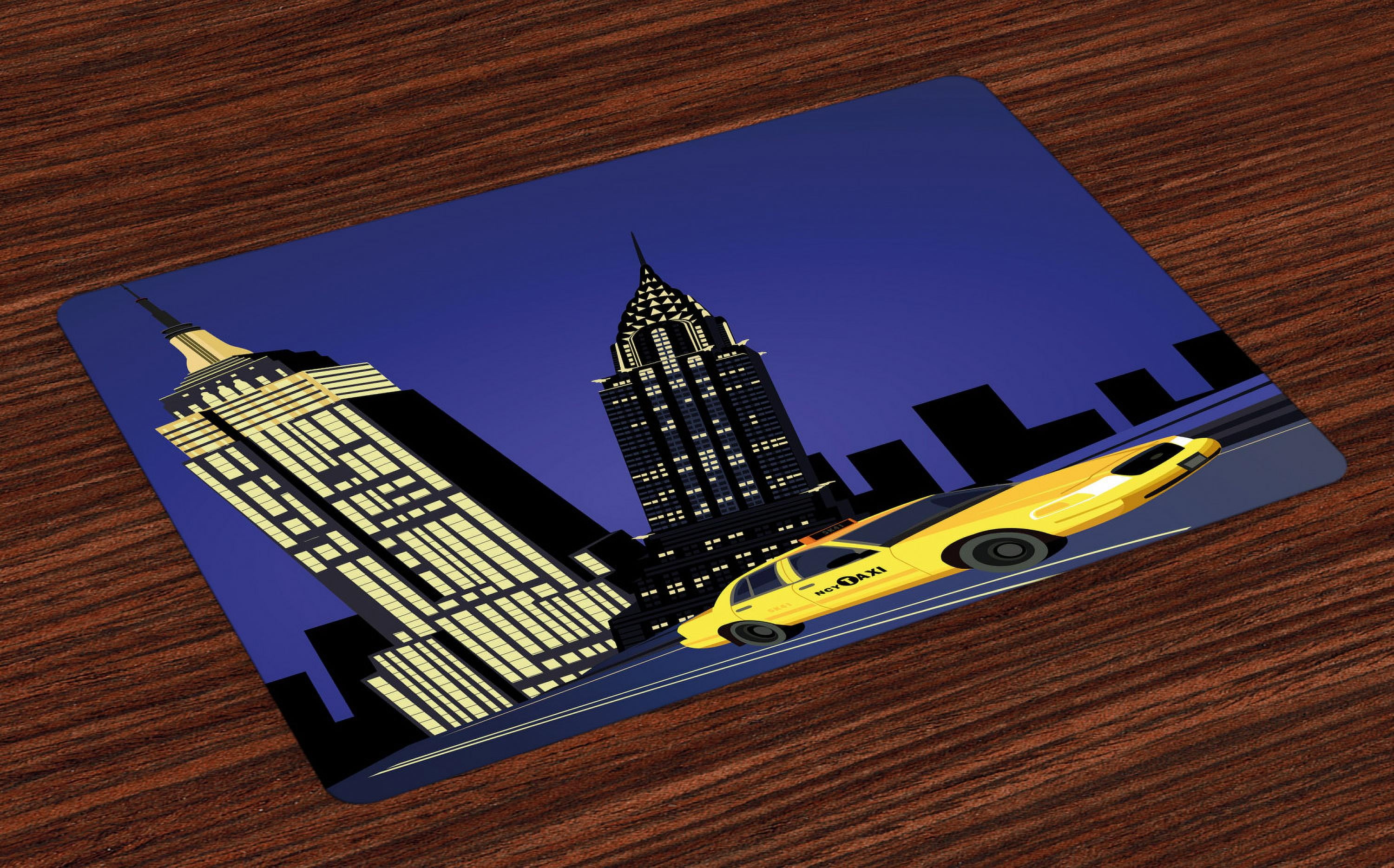 Ambesonne City Place Mats Set of 4, Taxi New York American, Standard ...