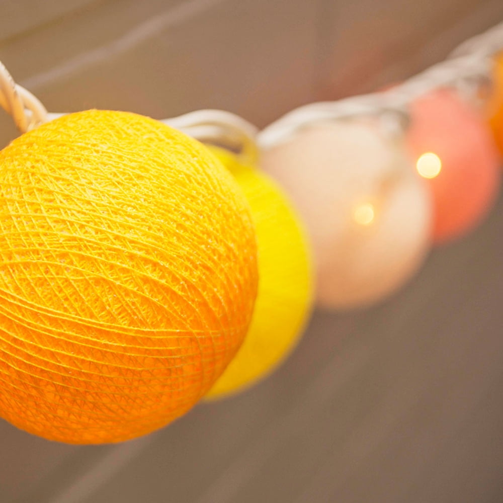 Electric Plug-In String Lights Cotton Ball String Lights Battery ...