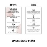 Plushie Crochet Stuffed Animal Care Instructions Card 50 pk 3.5x2 ...