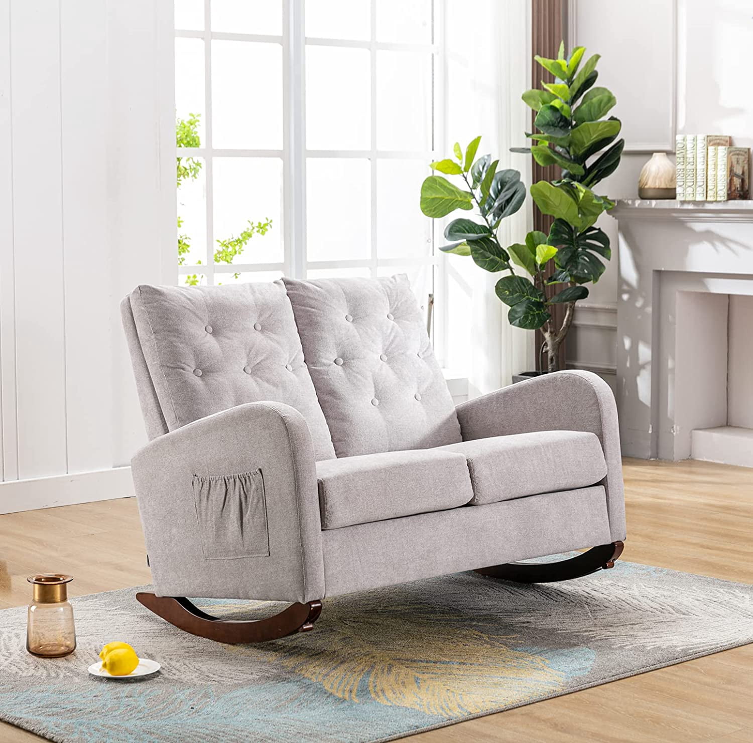 Holaki Double Rocking Chair, Upholstered Oversized Glider Rocker for ...