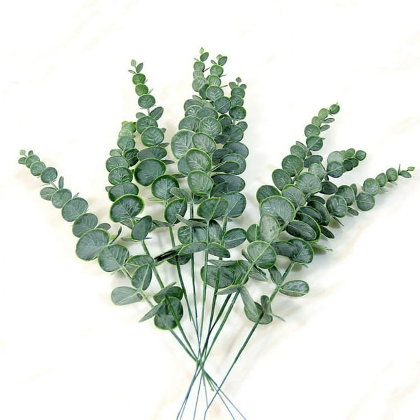 20pcs Artificial Eucalyptus Leaf Stem Fake Eucalyptus Leaf Stem Green ...