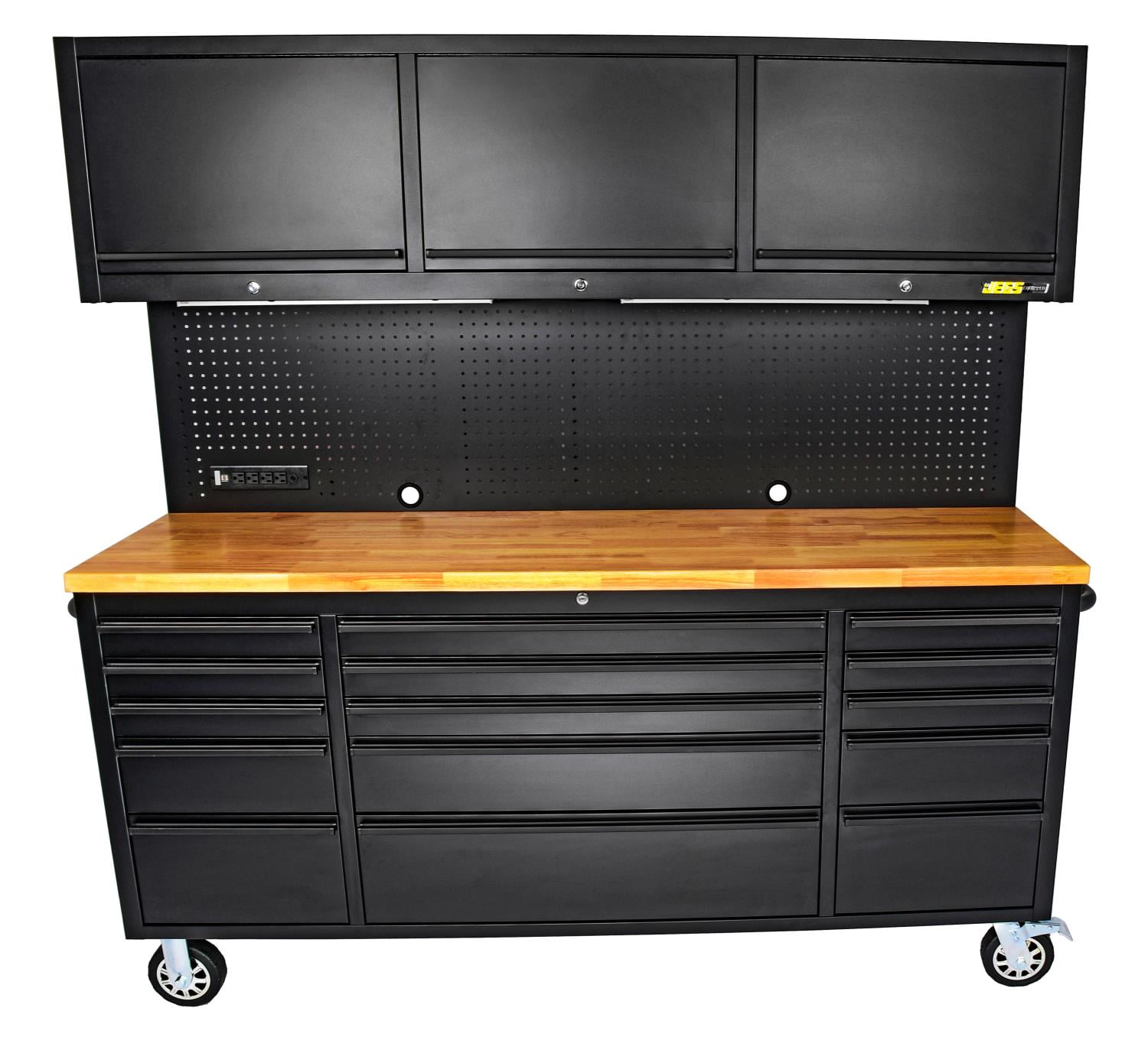 JEGS 81453 72 in. Rolling Tool Cabinet Black Powder-Coated Steel ...