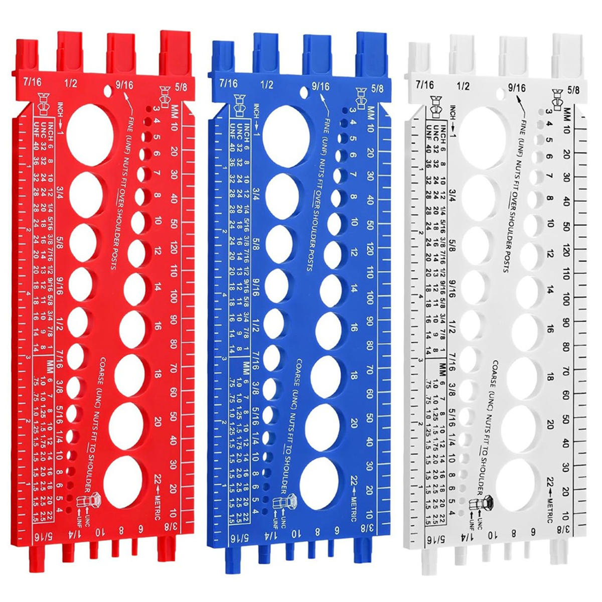 3 Unids Tuerca Perno Rosca Calibre Plástico Métrica y Estándar Herramienta de Medición de Perno ...