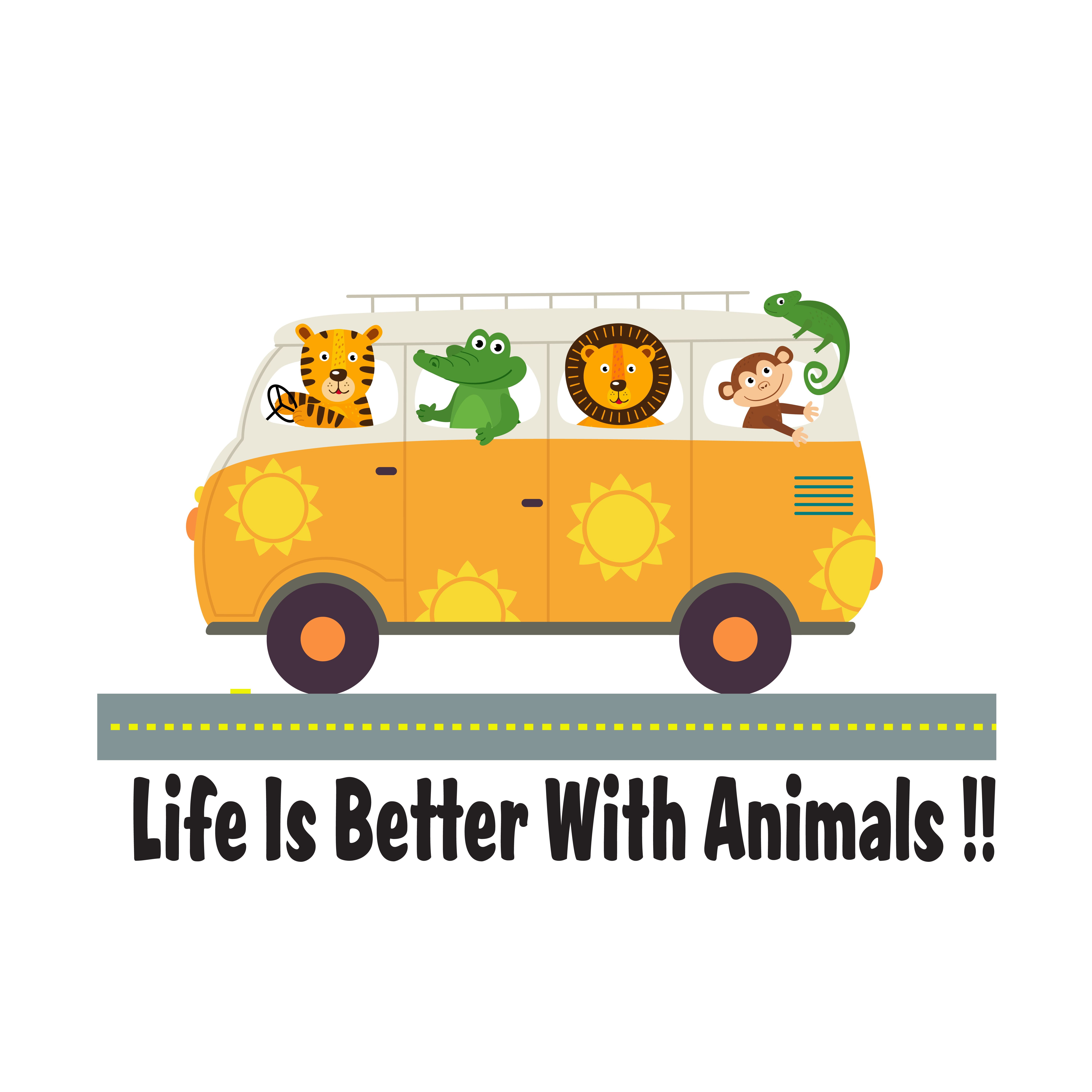 Life is Better with Animals Wall Decal for Kids- Vinyl Sticker Home Art ...