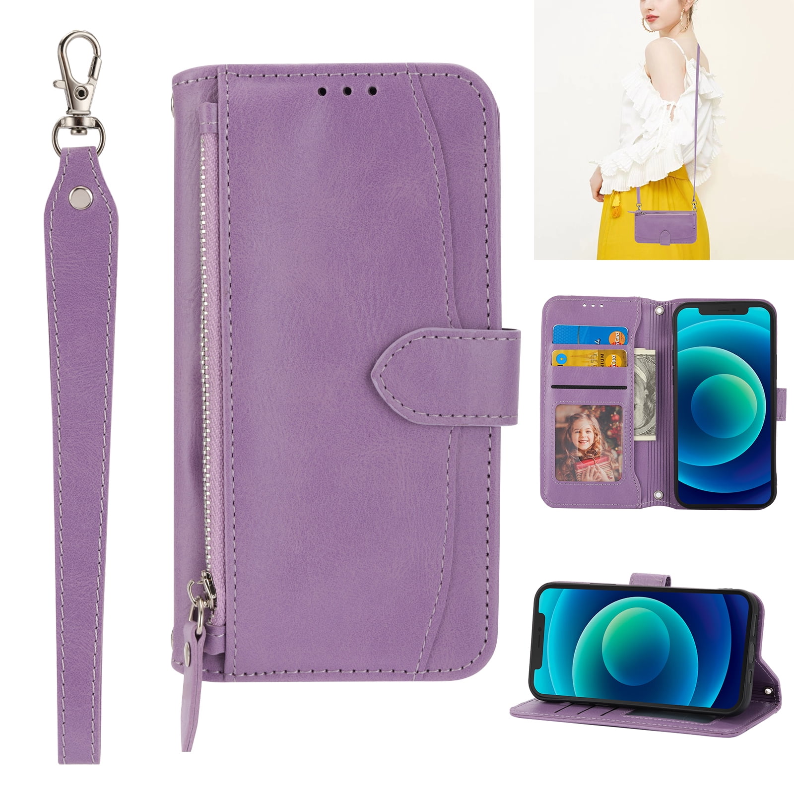 Nalacover Zipper Wallet Case for iPhone 11, Detachable Shoulder Strap ...