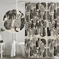 Abstract Cat Vintage Shower Curtain Set with Hooks, Geometric Wave Dot ...