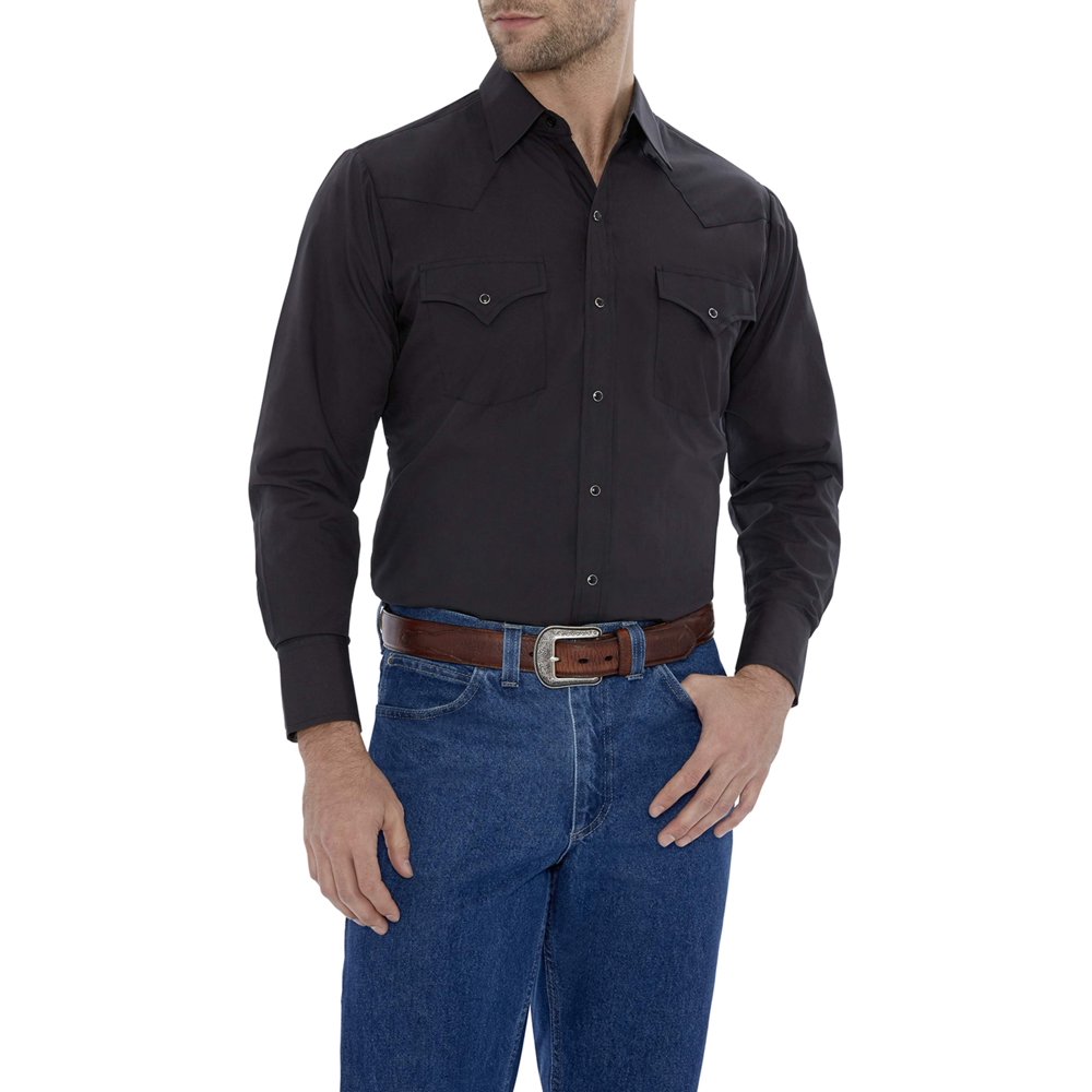 Ely Cattleman - Ely Cattleman Men's Long Sleeve Solid Western Shirt - Walmart.com - Walmart.com
