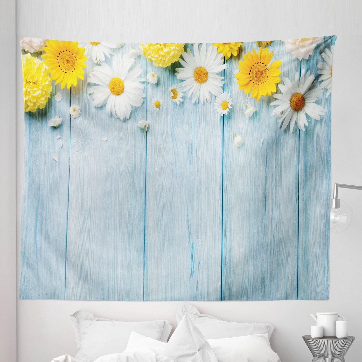 Rustic Tapestry, Romantic Summer Love Flowers of Daisy Chamomiles on ...