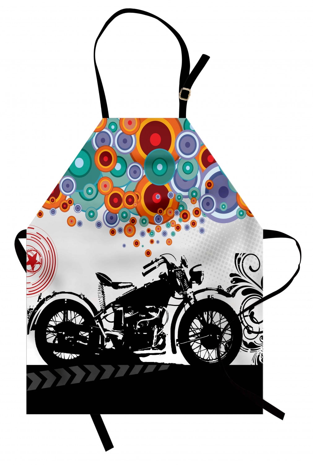 Manly Apron Motorcycle and Abstract Circle Shapes Ornaments Urban ...