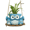 GeBuSn Blue Owl Shaped Flower Pot For Outdoor Garden Resin Planter Home ...