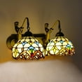 2 Light Tiffany Mermaid Vanity Fixture Wall Light Stained Glass Wall ...