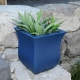 Pemberly Row Contemporary 16x16" Square Plastic Planter in Blue ...
