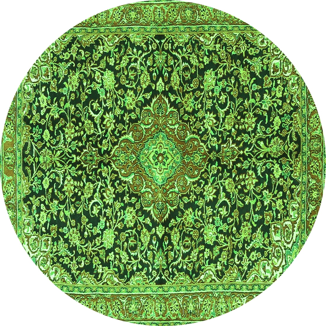 Ahgly Company Indoor Round Medallion Green Traditional Area Rugs, 7 ...