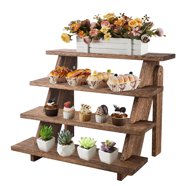 BalsaCircle 21" 4 Tier Wooden Wedding Cake Stand, Whitewashed Ladder ...