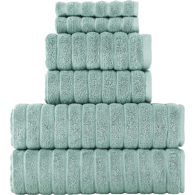 UlaREYoy - Luxury Ribbed Towel Set for Bathroom, 100% Turkish Cotton ...