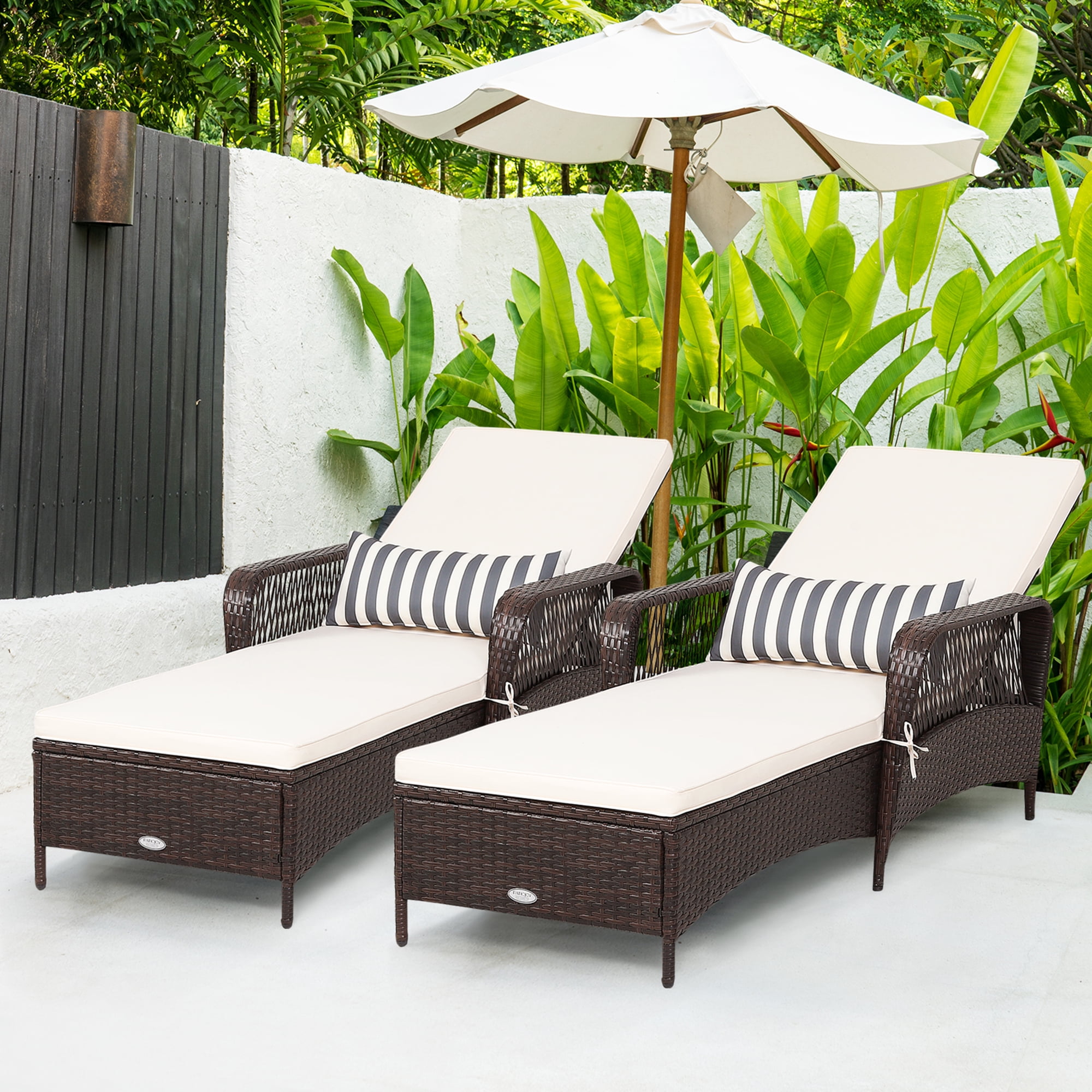 Click here for Gymax Set Of 2 Rattan Patio Lounge Chair Chaise W/... prices