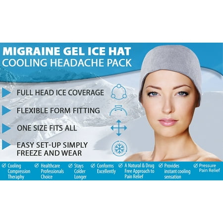 Migraine Gel Full Head Coverage Ice Hat by FOMI Care | Cranial Cold Cap ...
